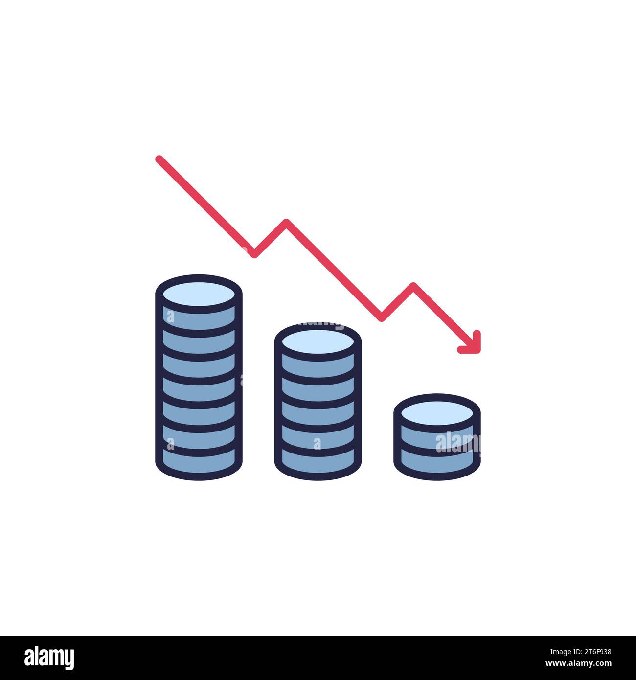 Falling Arrow And Coins Vector Money Devaluation Concept Colored Icon Or Symbol Stock Vector
