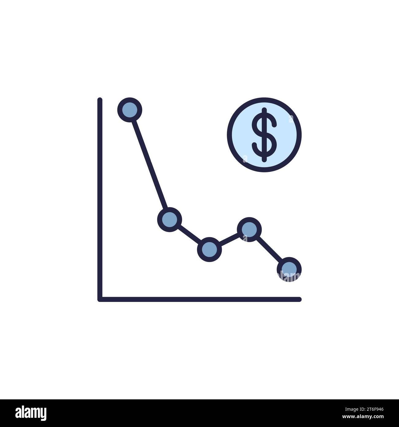 Falling Graph vector Inflation or Hyperinflation concept colored icon ...