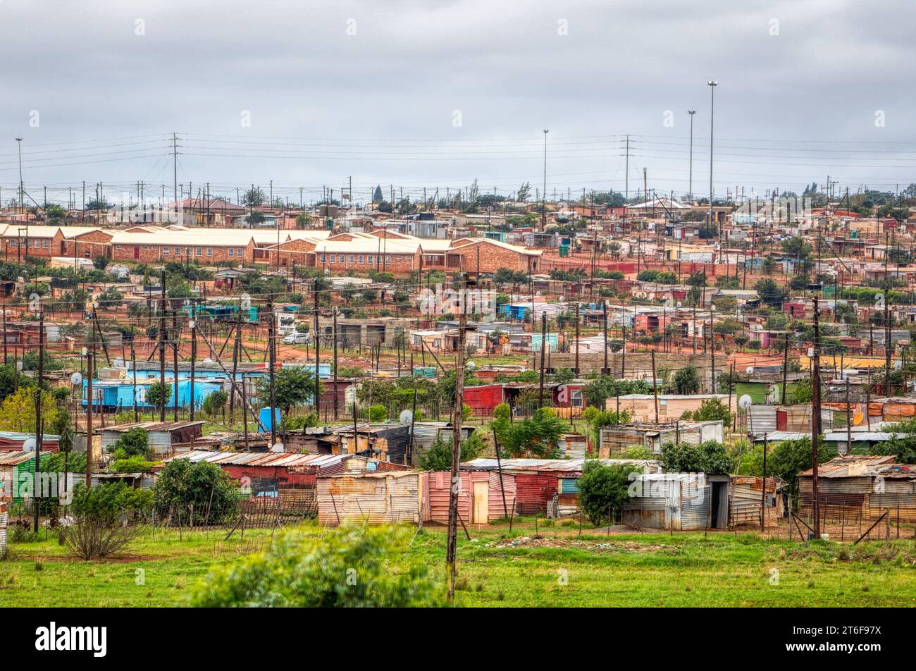 ghetto street view, township structure or informal settlement favela ...