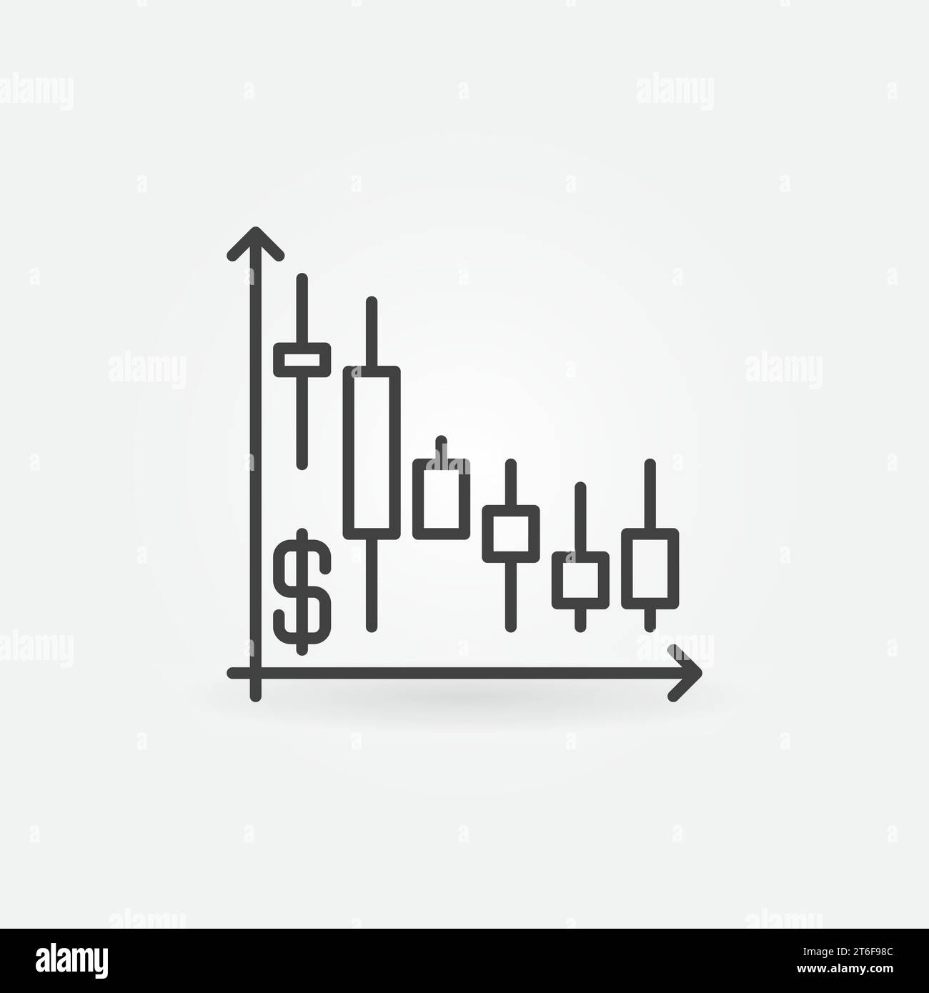 Falling Candlestick Chart vector Dollar Inflation concept icon or ...