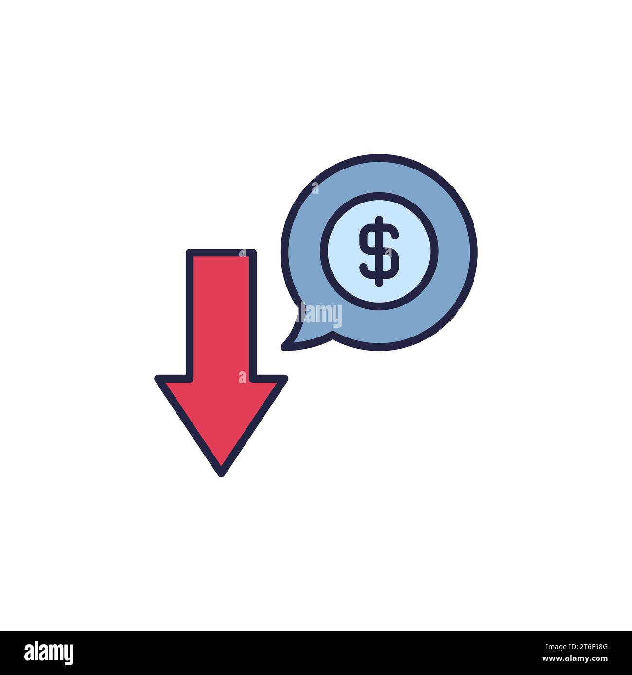 Speech Bubble with Dollar Sign and Arrow vector Devaluation concept ...