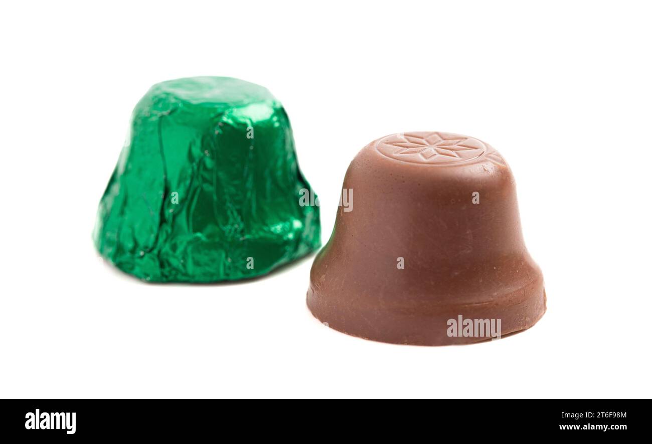 An Unwrapped Bell Shaped Chocolate Candy Isolated on White Background ...