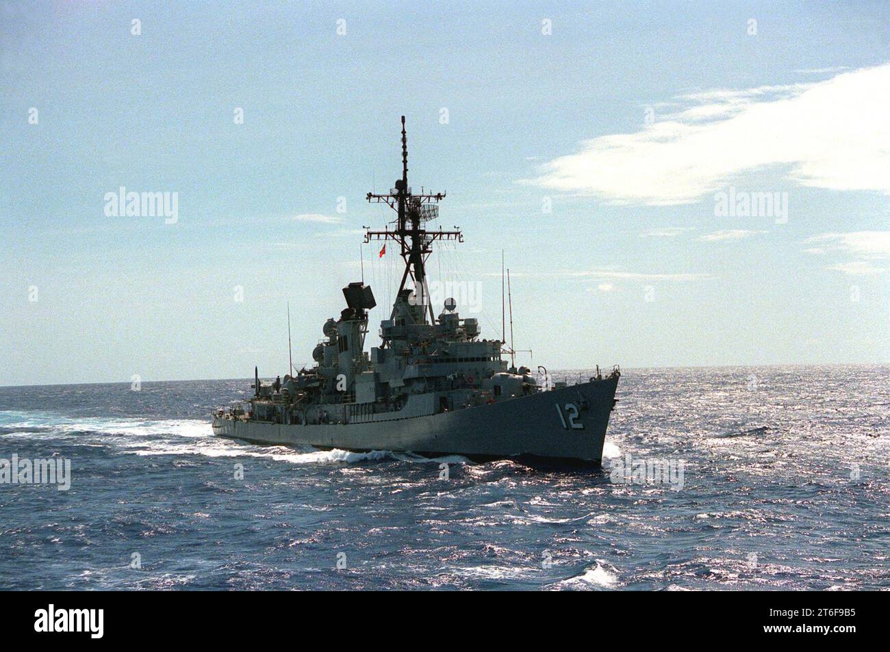 USS Robison (DDG-12) underway in the Pacific Ocean on 1 August 1986 ...