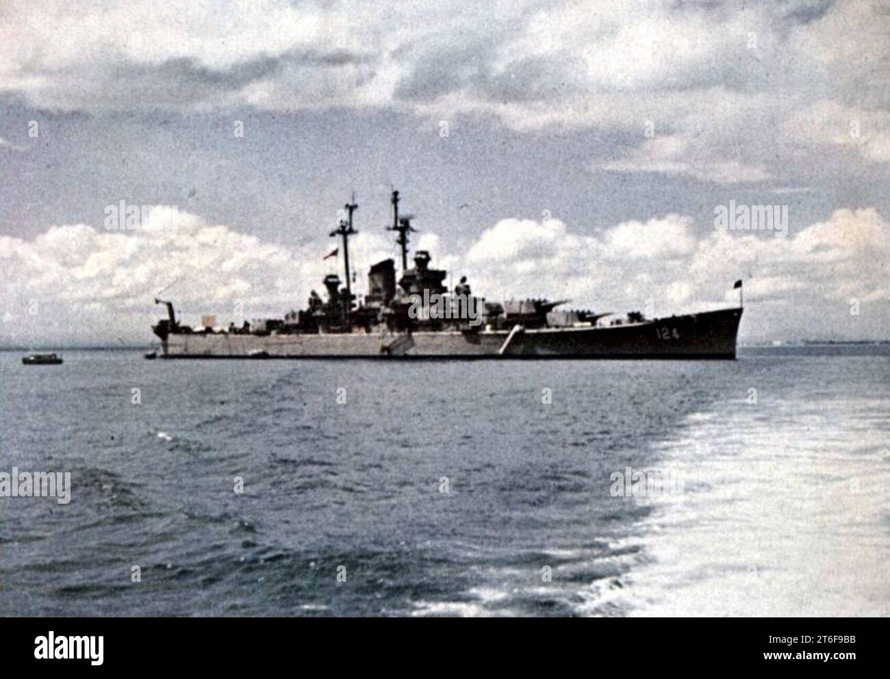 USS Rochester (CA-124) at anchor, in 1955 Stock Photo - Alamy