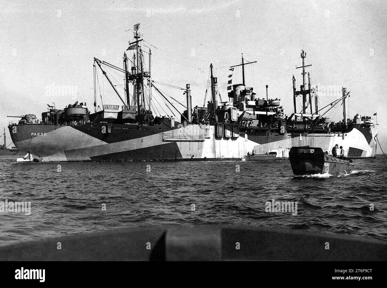USS Rockwall (APA-230) at anchor, in 1945 Stock Photo - Alamy