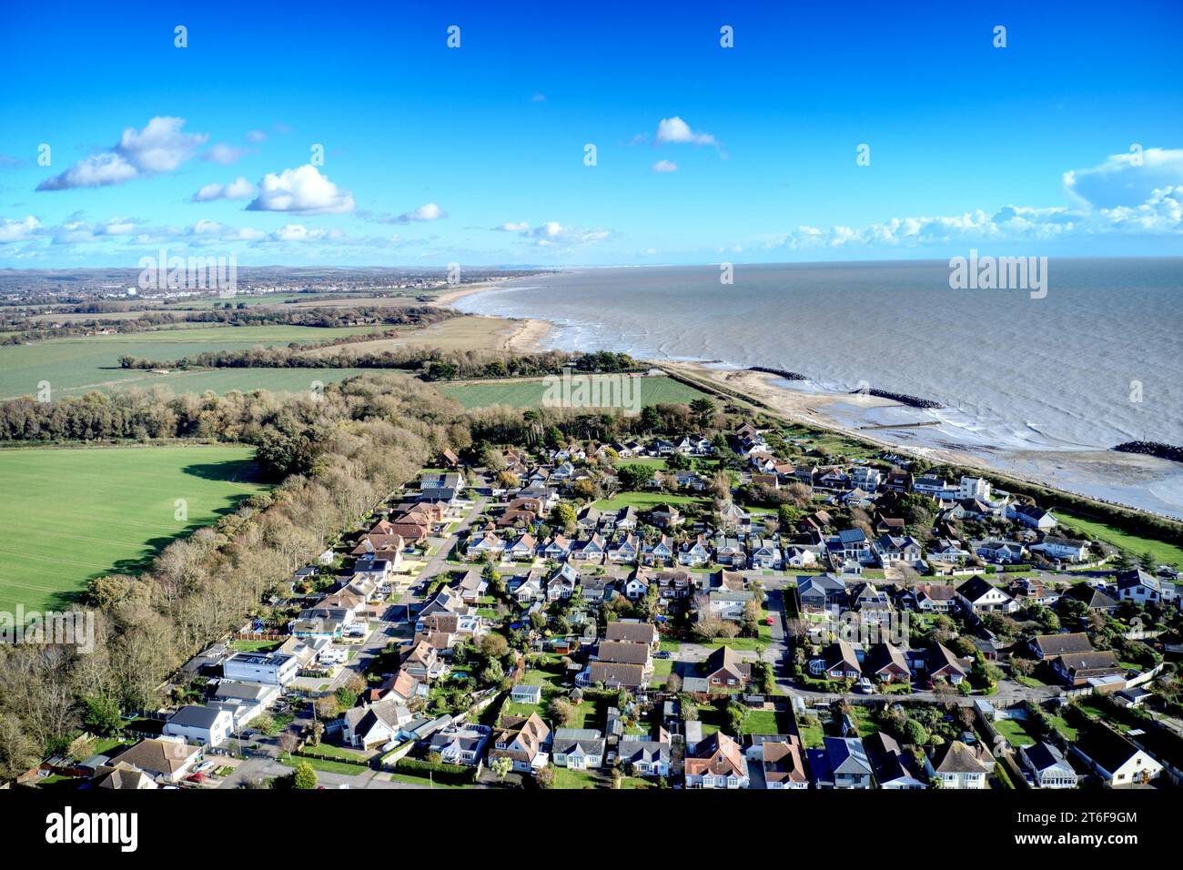Aerial view of Elmer Village and the West Sussex coastline Stock Photo ...