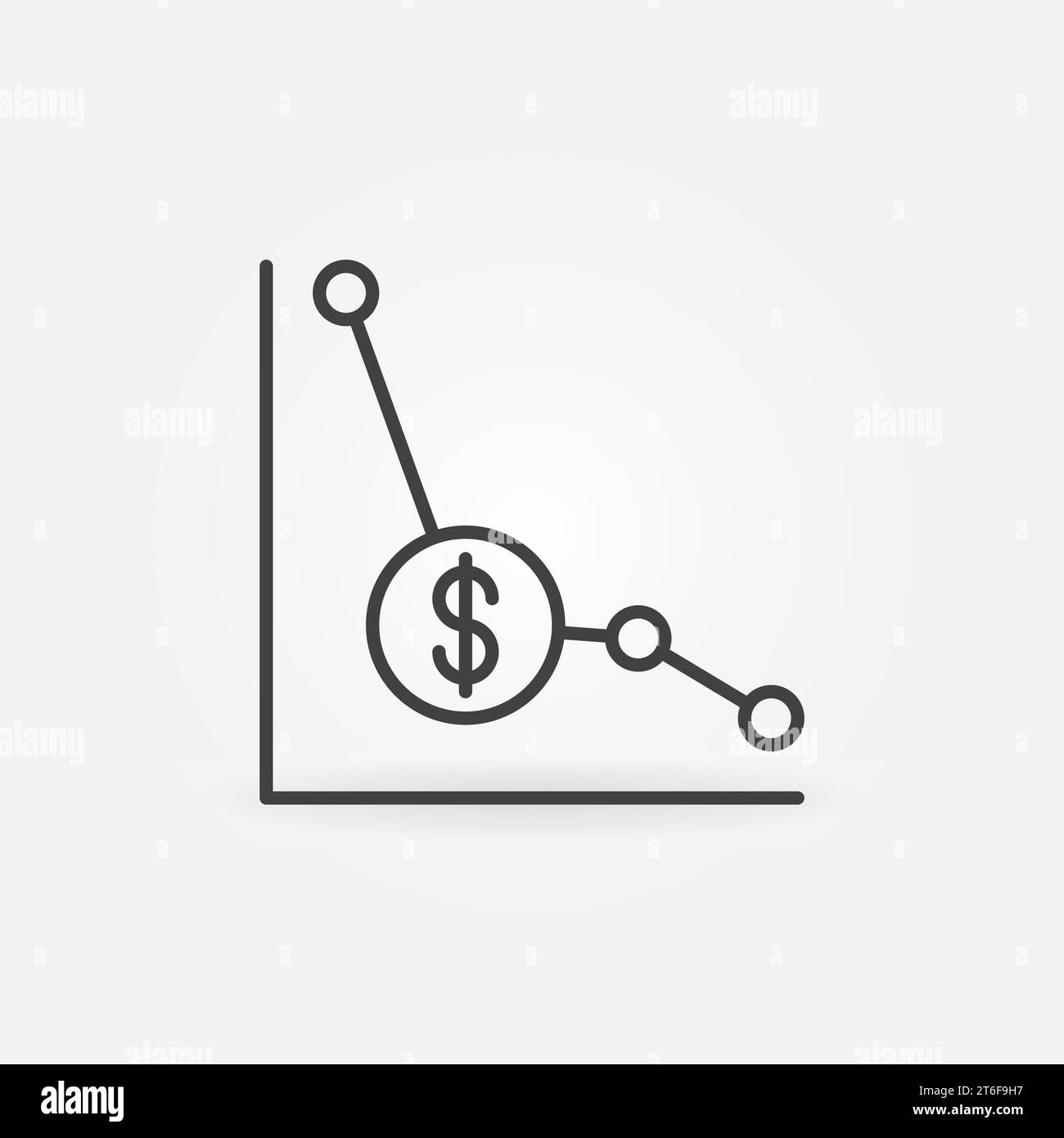 Dollar Devaluation Graph vector Financial Crisis concept outline icon ...