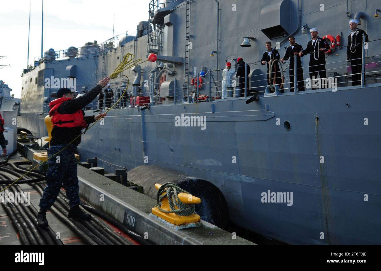 USS Rodney M. Davis returns from final deployment 141219 Stock Photo ...