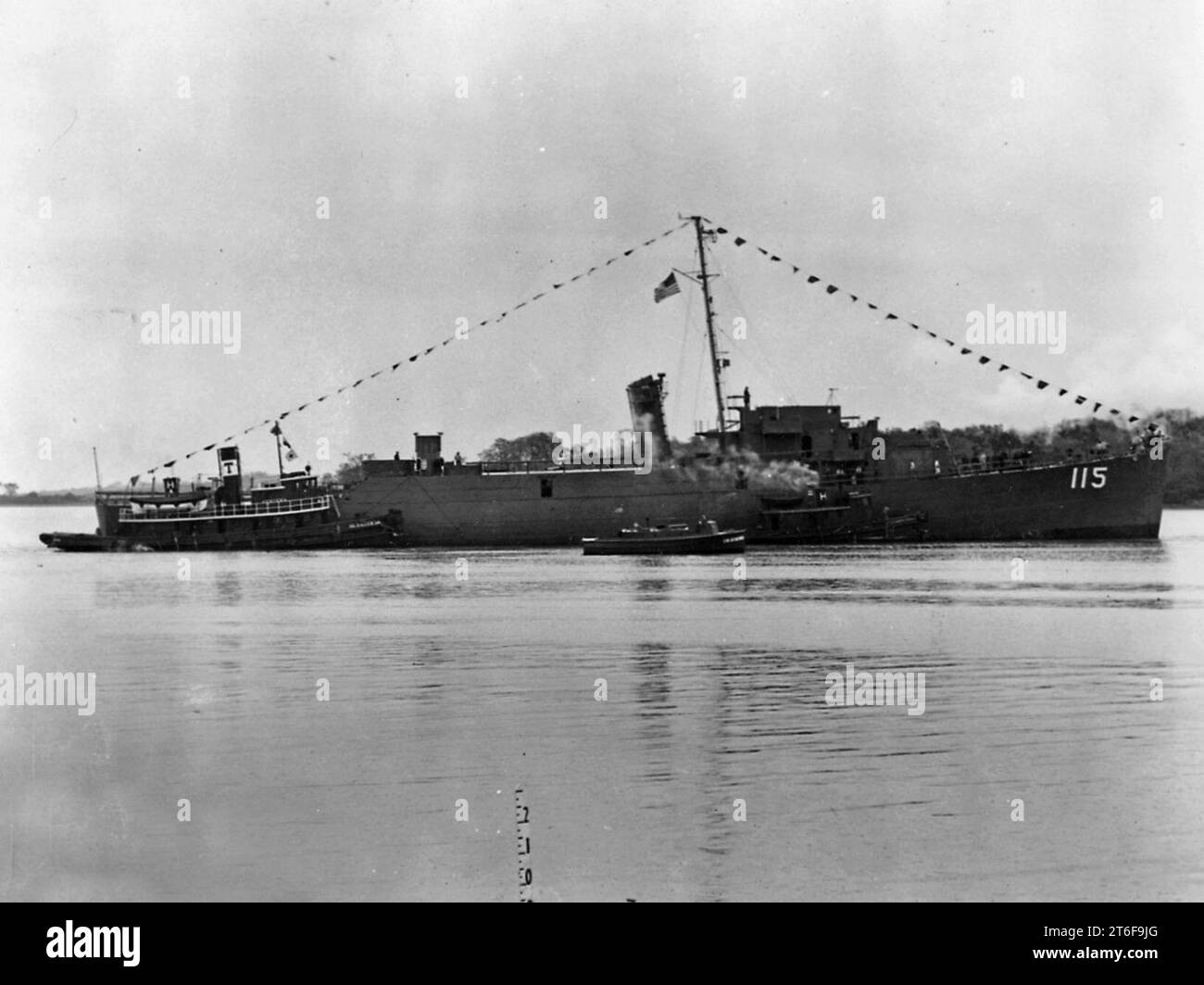 USS Rogers Blood (APD-115) after launching at the Bethlehem Hingham ...