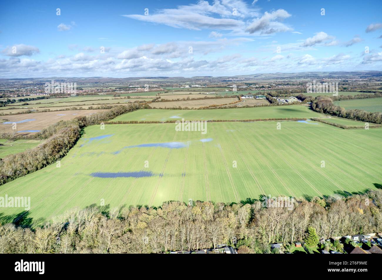 Aerial photo of farming countryside to the north of Elmer in West ...