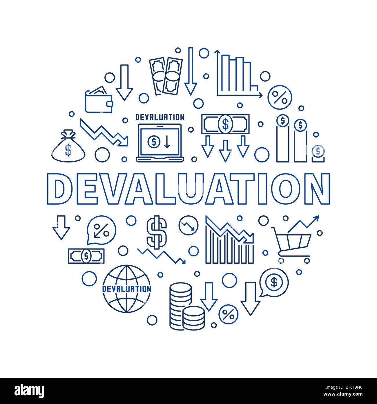 Devaluation outline round banner - Currency Depreciation vector minimal ...