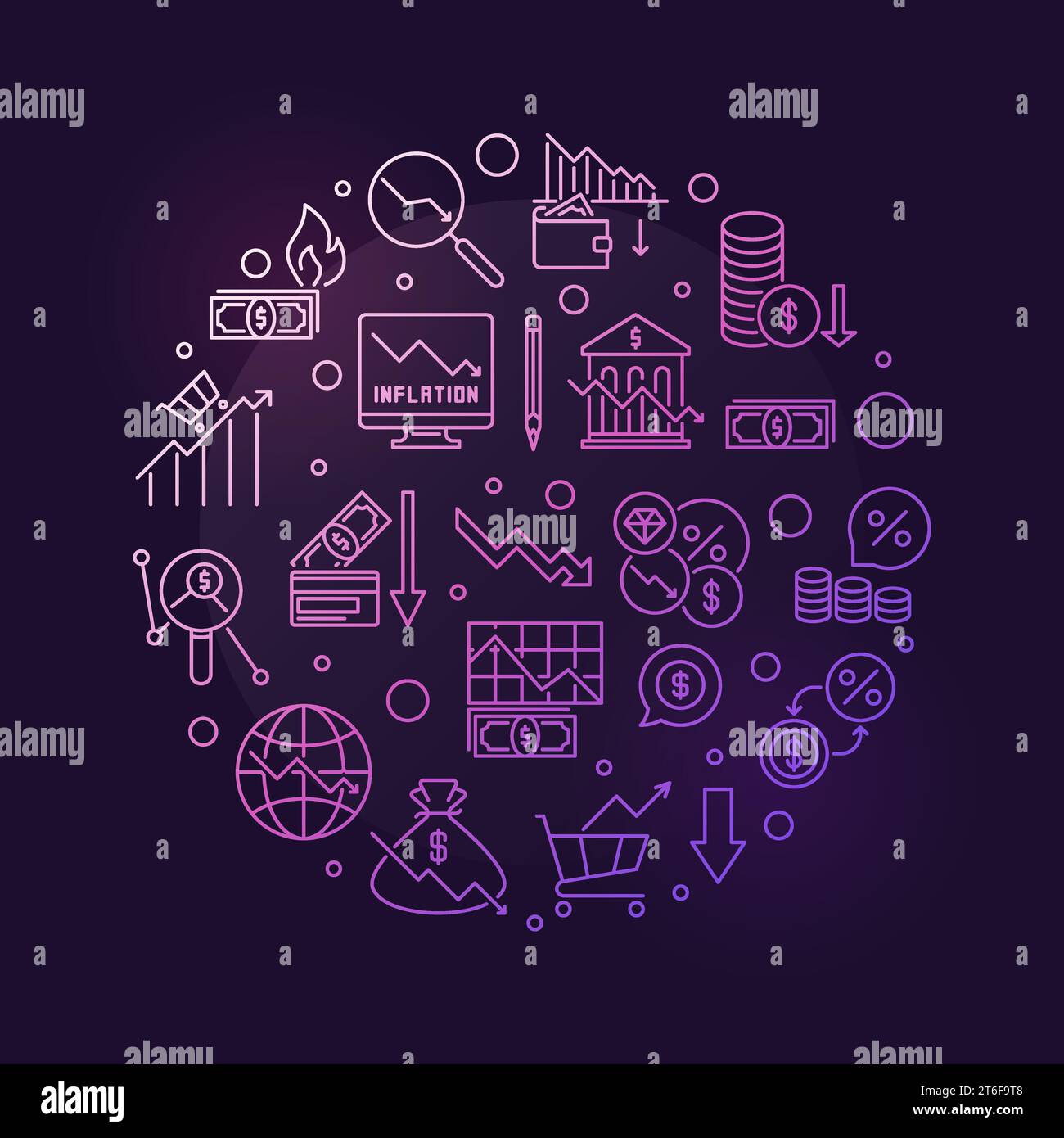 Inflation colored round banner - Financial Crisis concept modern ...