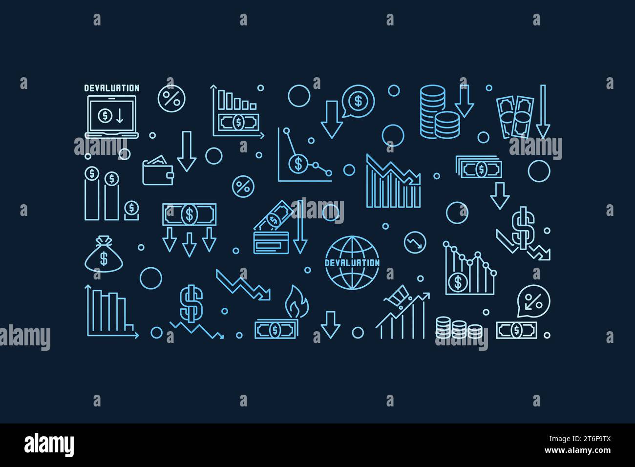 Devaluation vector blue horizontal banner - Currency Depreciation ...