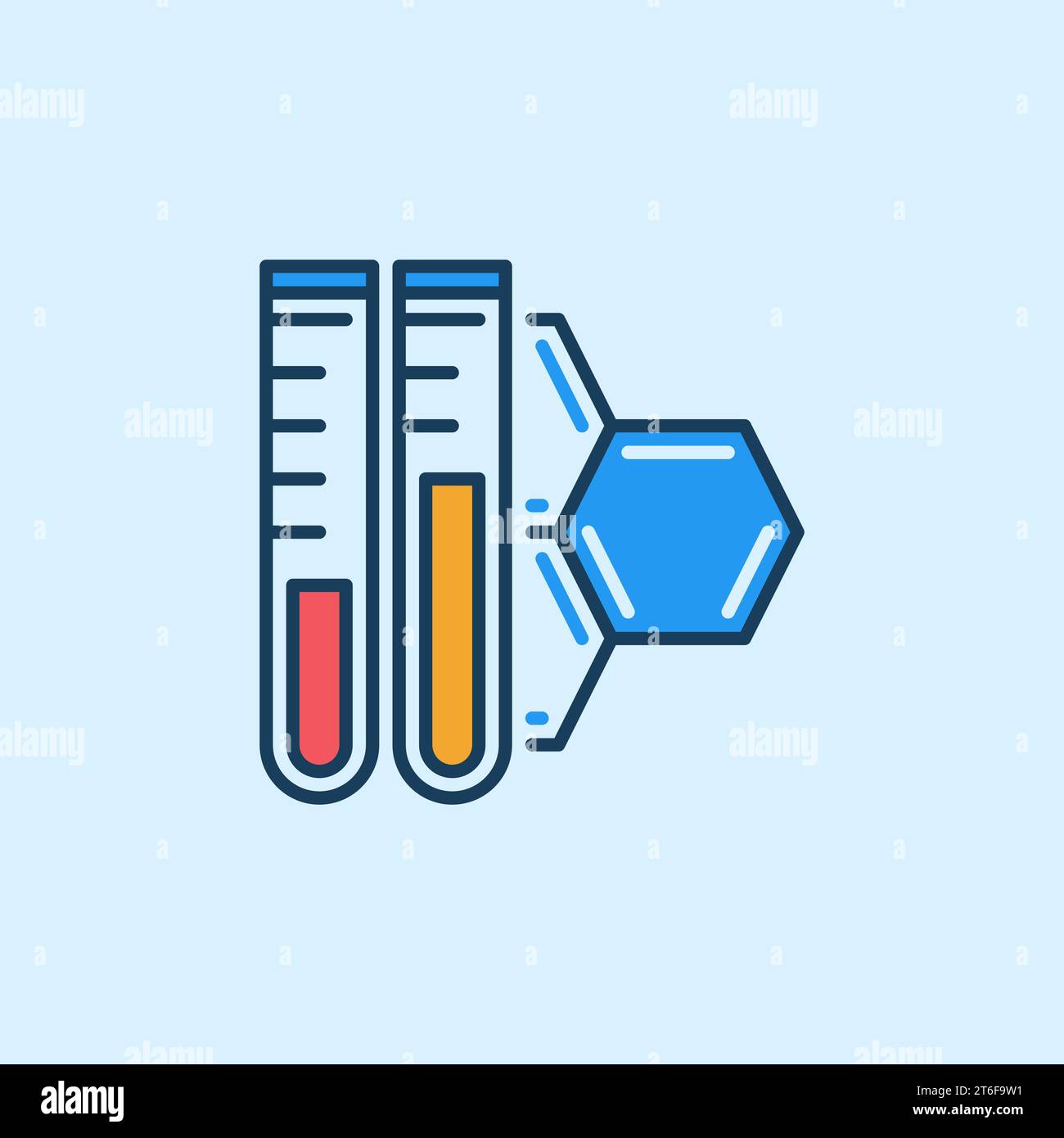 2 Test Tubes and Chemical Formula vector Biomedicine concept colored ...