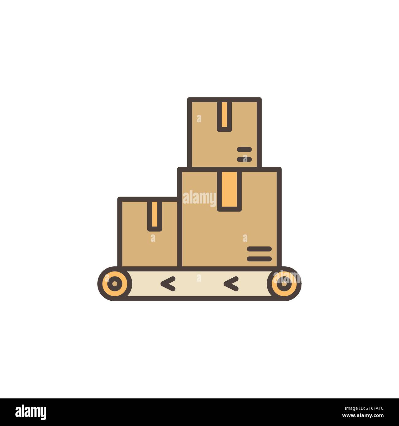 Boxes on Conveyor vector Logistics concept colored icon. Warehouse ...