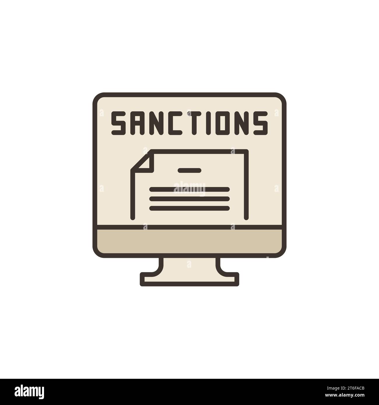 PC with Economic Sanctions Documents vector concept colored icon or ...