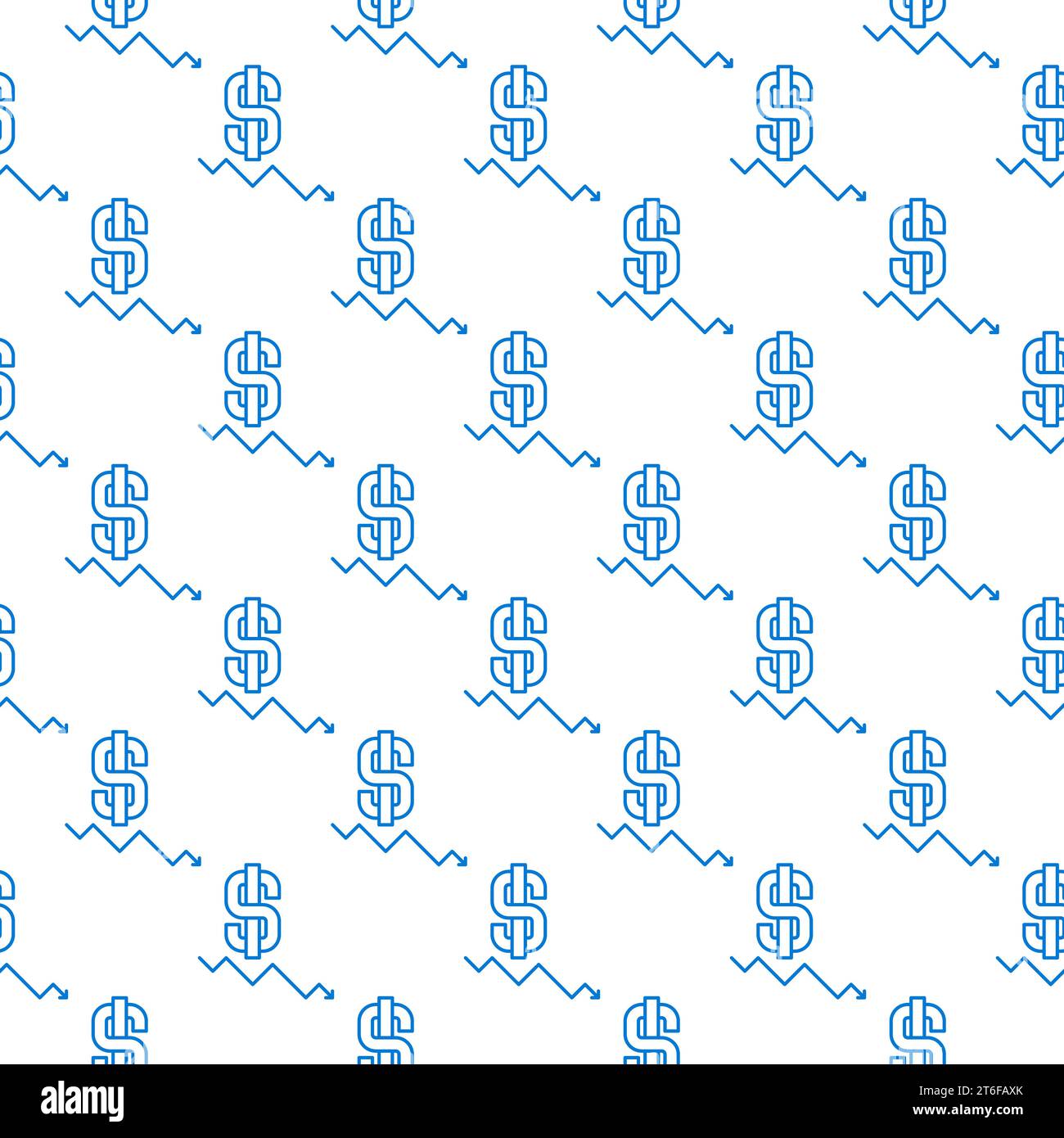 Dollar Sign With Falling Arrow Devaluation Concept Vector Linear Minimal Seamless Pattern