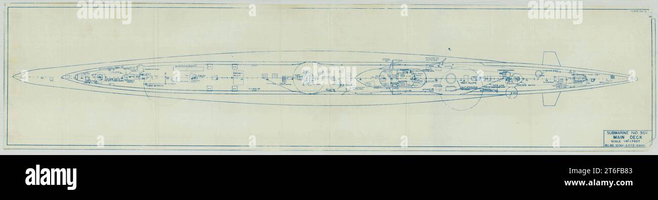 USS Roncador (SS-301)- Booklet of General Plans - Main Deck Stock Photo ...
