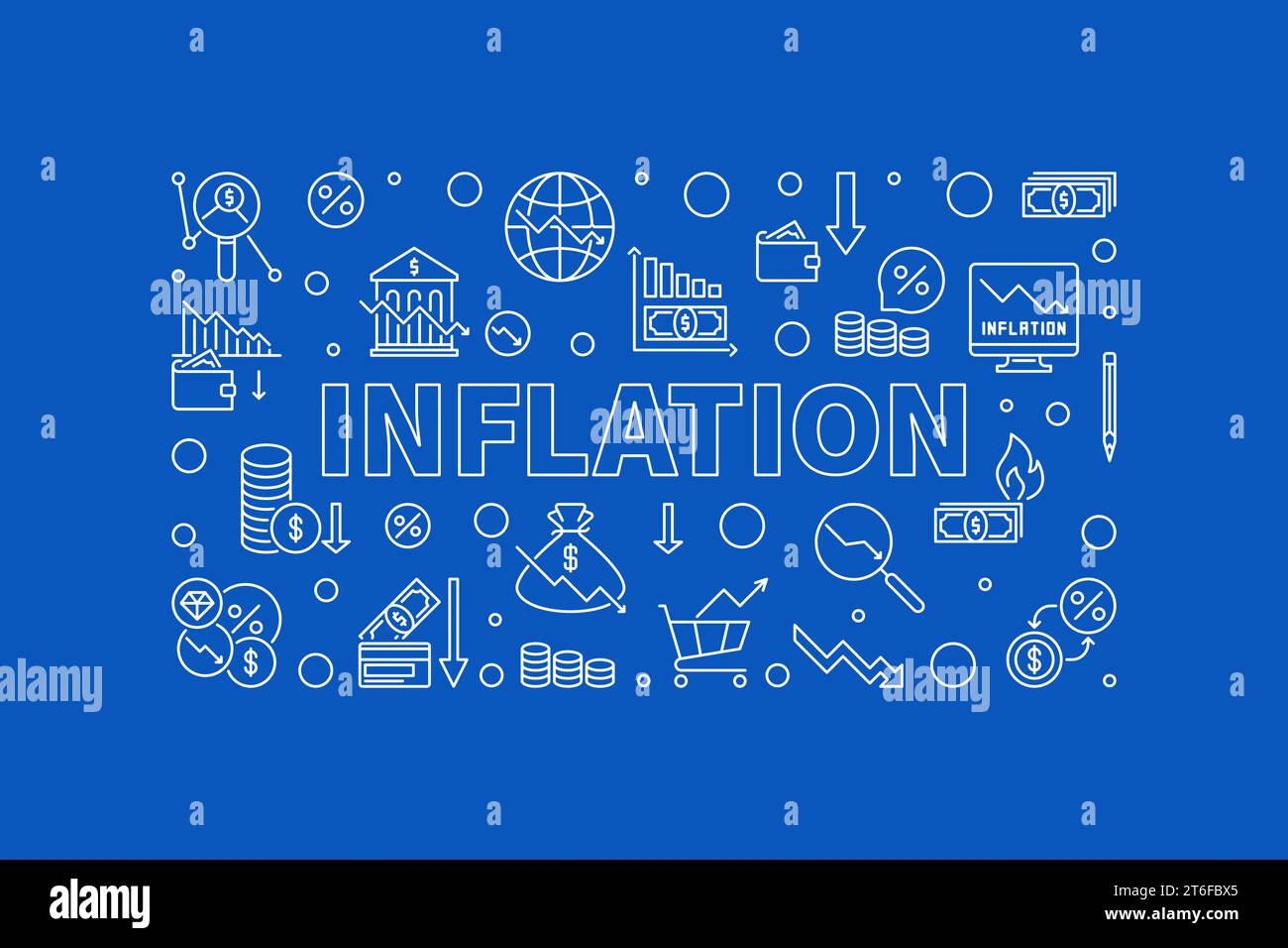 Inflation horizontal thin line banner. Financial Crisis concept vector ...