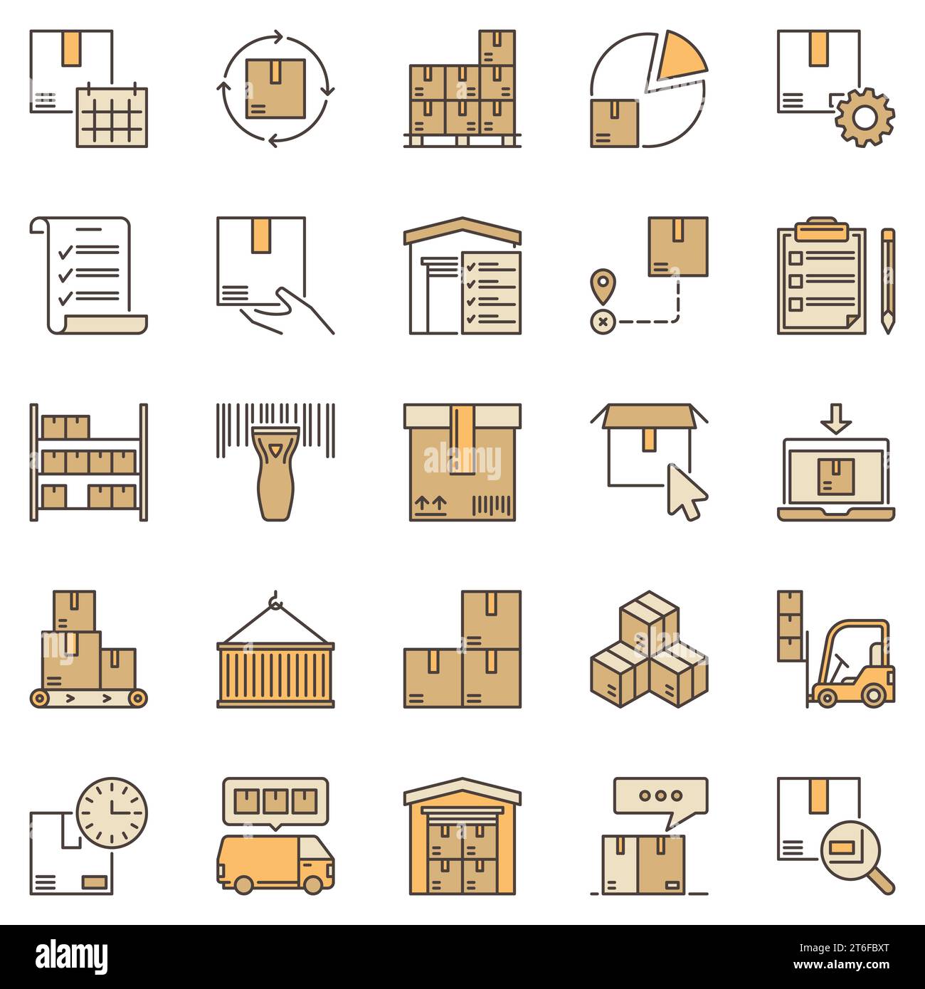 Inventory and Storage colored icons set. Logistics and Warehouse ...