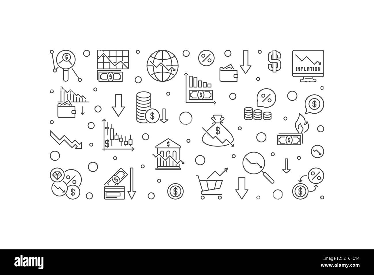 Inflation horizontal illustration. Hyperinflation concept vector banner ...