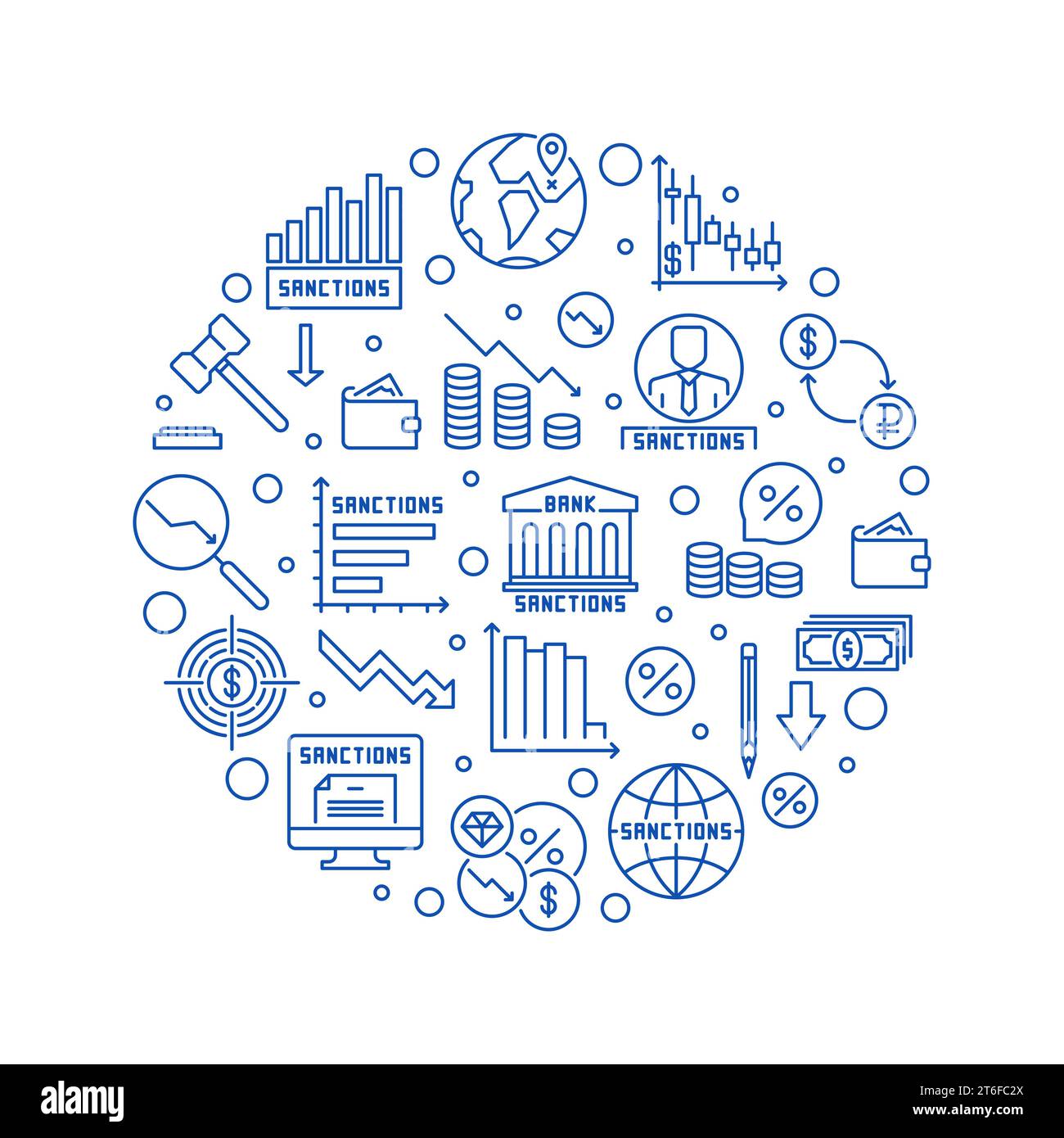Sanctions vector outline banner. Financial Penalties concept simple ...