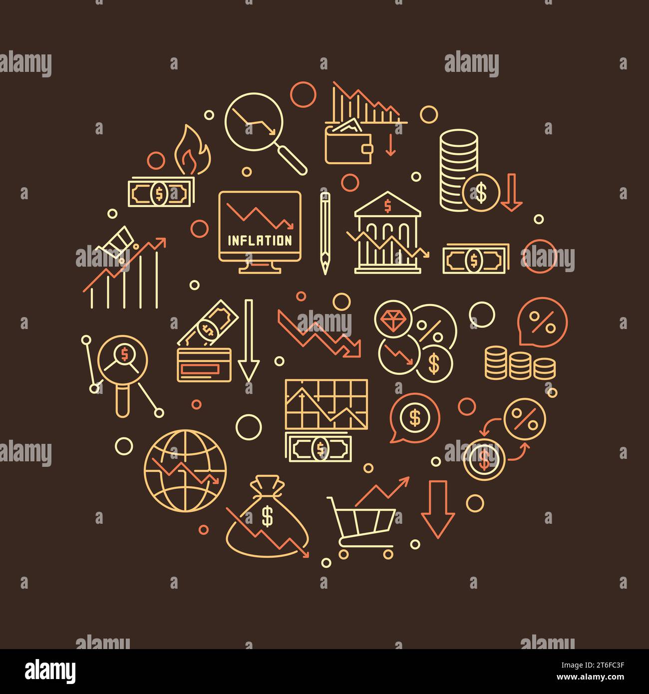 Inflation creative round banner. Financial Crisis concept circular ...