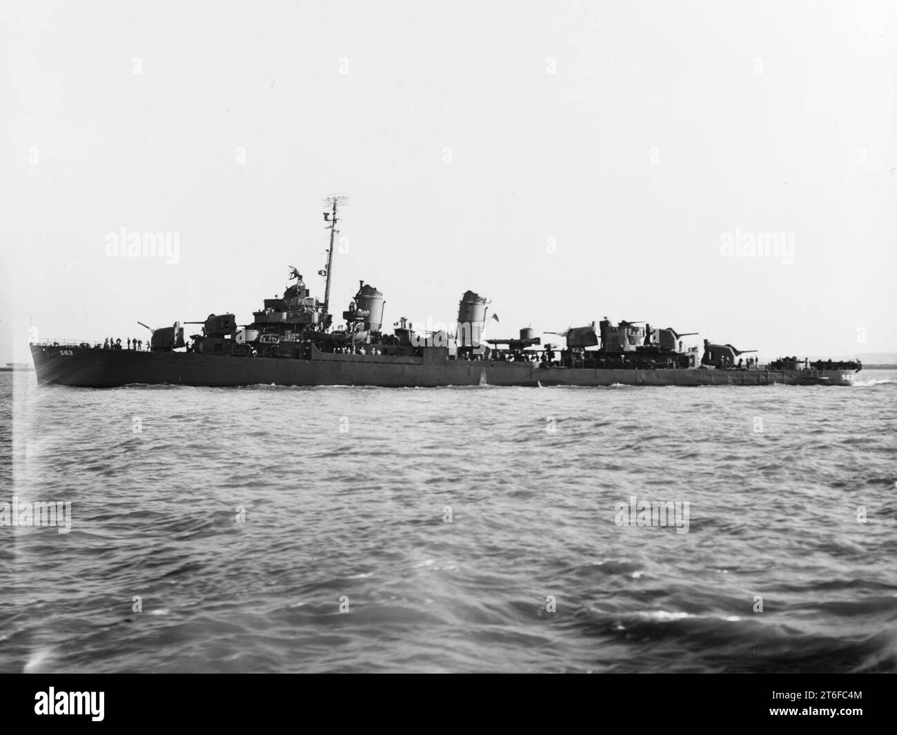 USS Ross (DD-563) underway off Mare Island Naval Shipyard, California ...