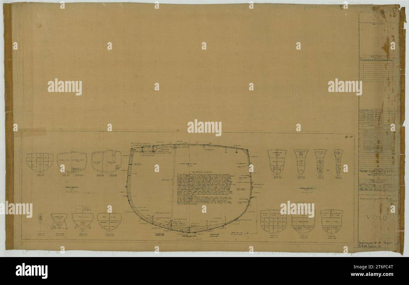 USS Roper (DD-147)- Cross Sections Stock Photo - Alamy