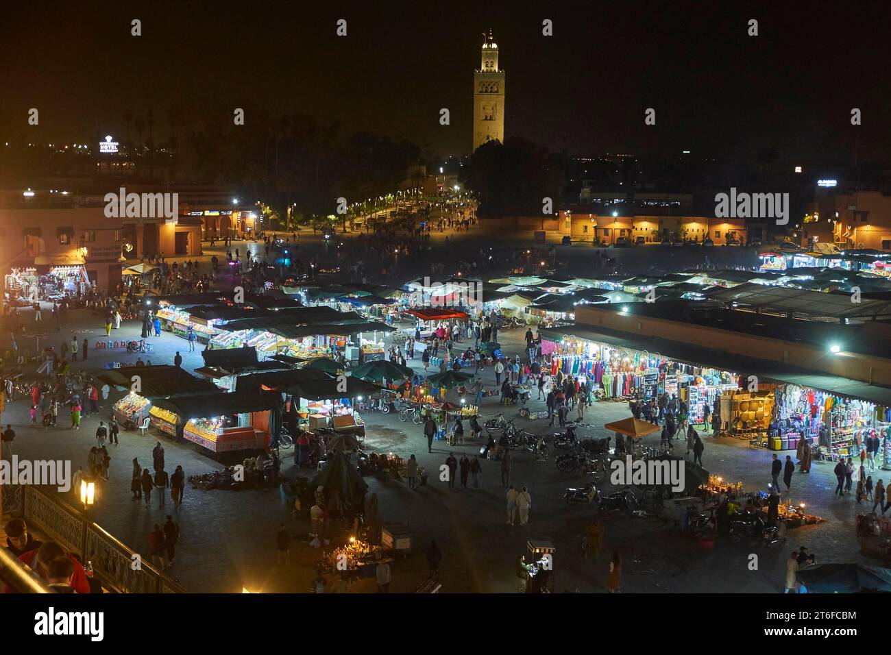 Demaa El Fna Square with Koutobia Moscue, Marrakech, Morocco Stock ...
