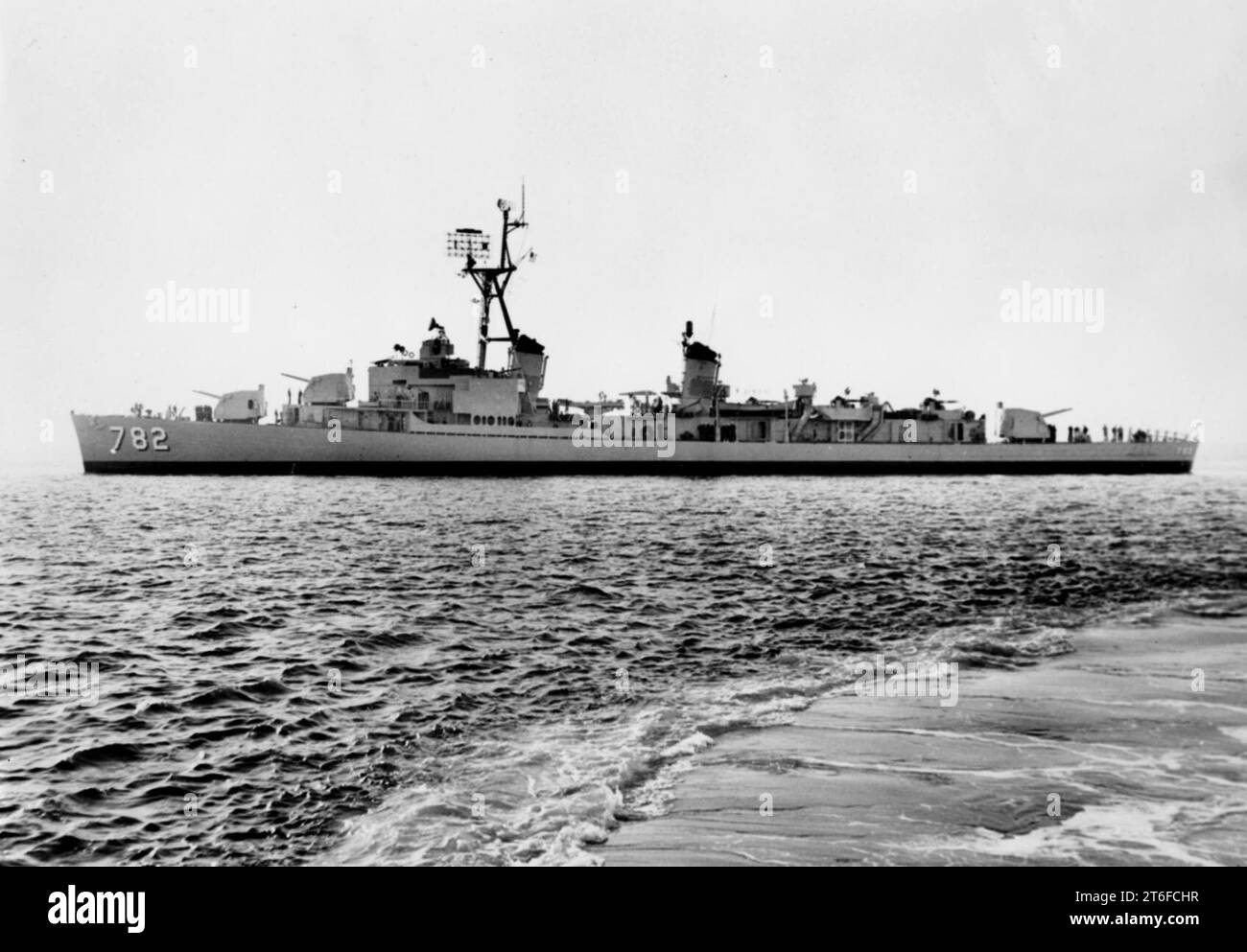 USS Rowan (DD-782) off the San Francisco Naval Shipyard on 18 June 1957 ...