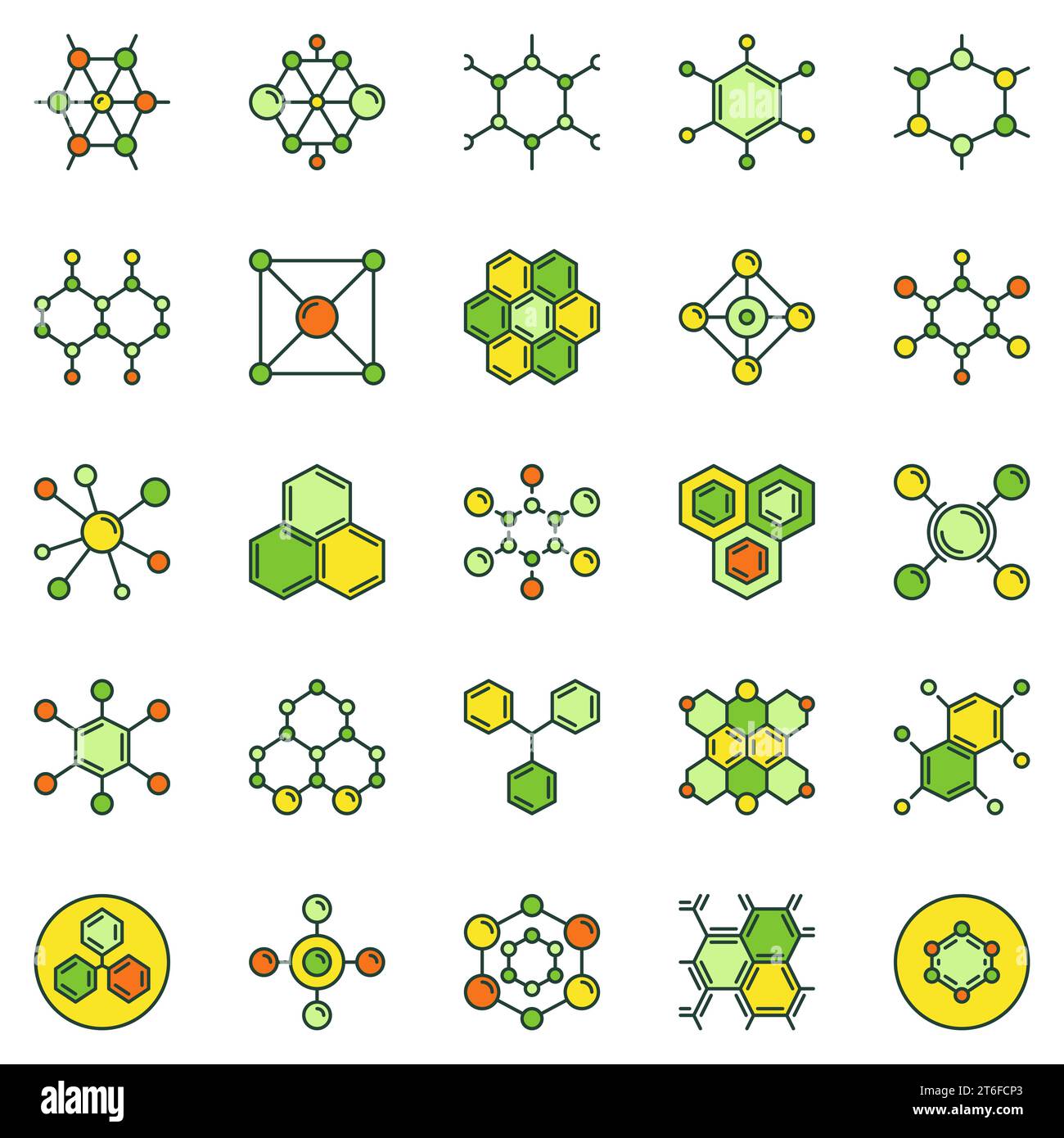Chemical Formula concept colored icons collection. Chemistry Molecule ...