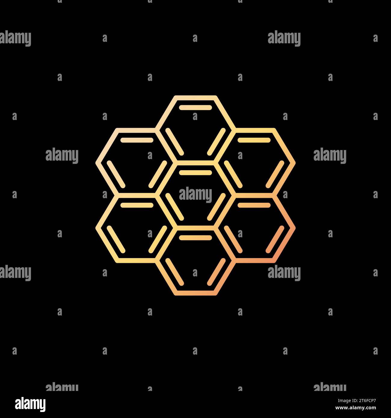 Chemical Hexagon Compound vector concept outline yellow modern icon or ...