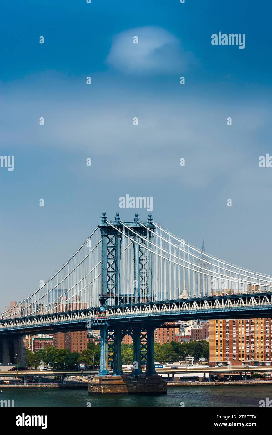 Manhattan-Bridge, blue sky, cloud, landmark, bridge, construction, New ...