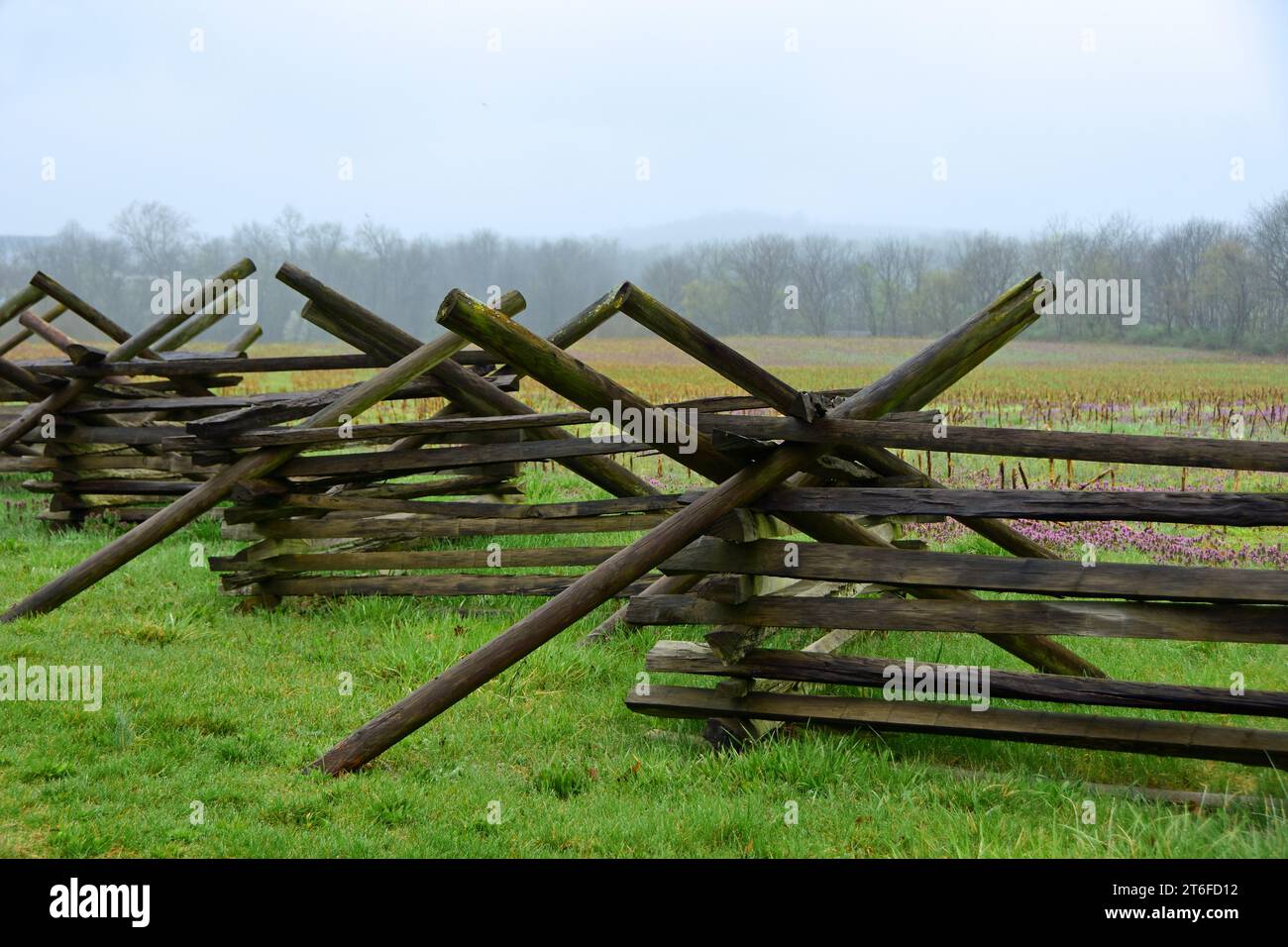 virginia worm wooden fence in the historic gettysburg battlefield along ...