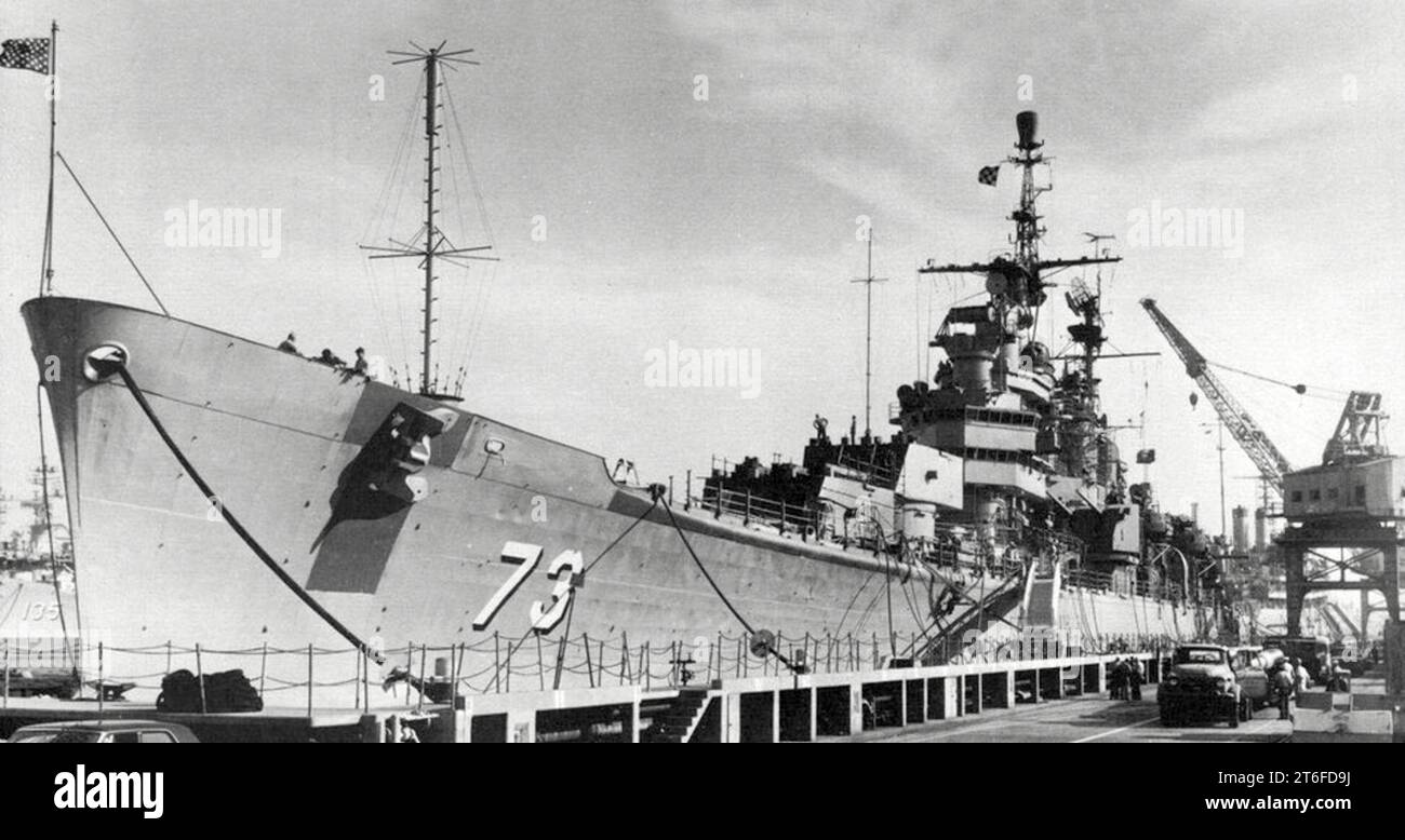 USS Saint Paul (CA-73) at the Long Beach Naval Shipyard, California ...
