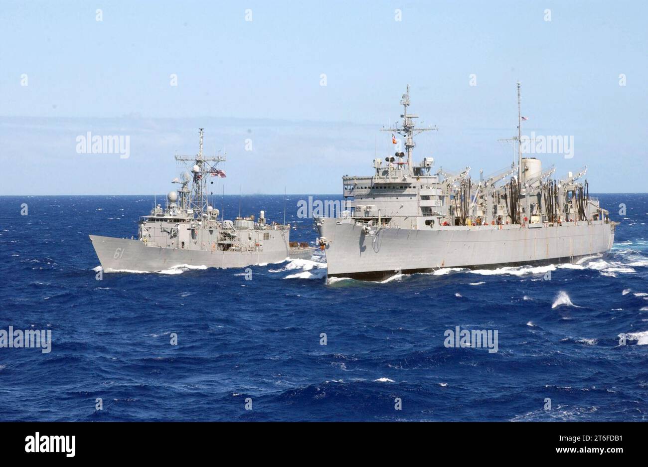 USS Sacramento (AOE-1) replenishes USS Ingraham (FFG-61) in February ...