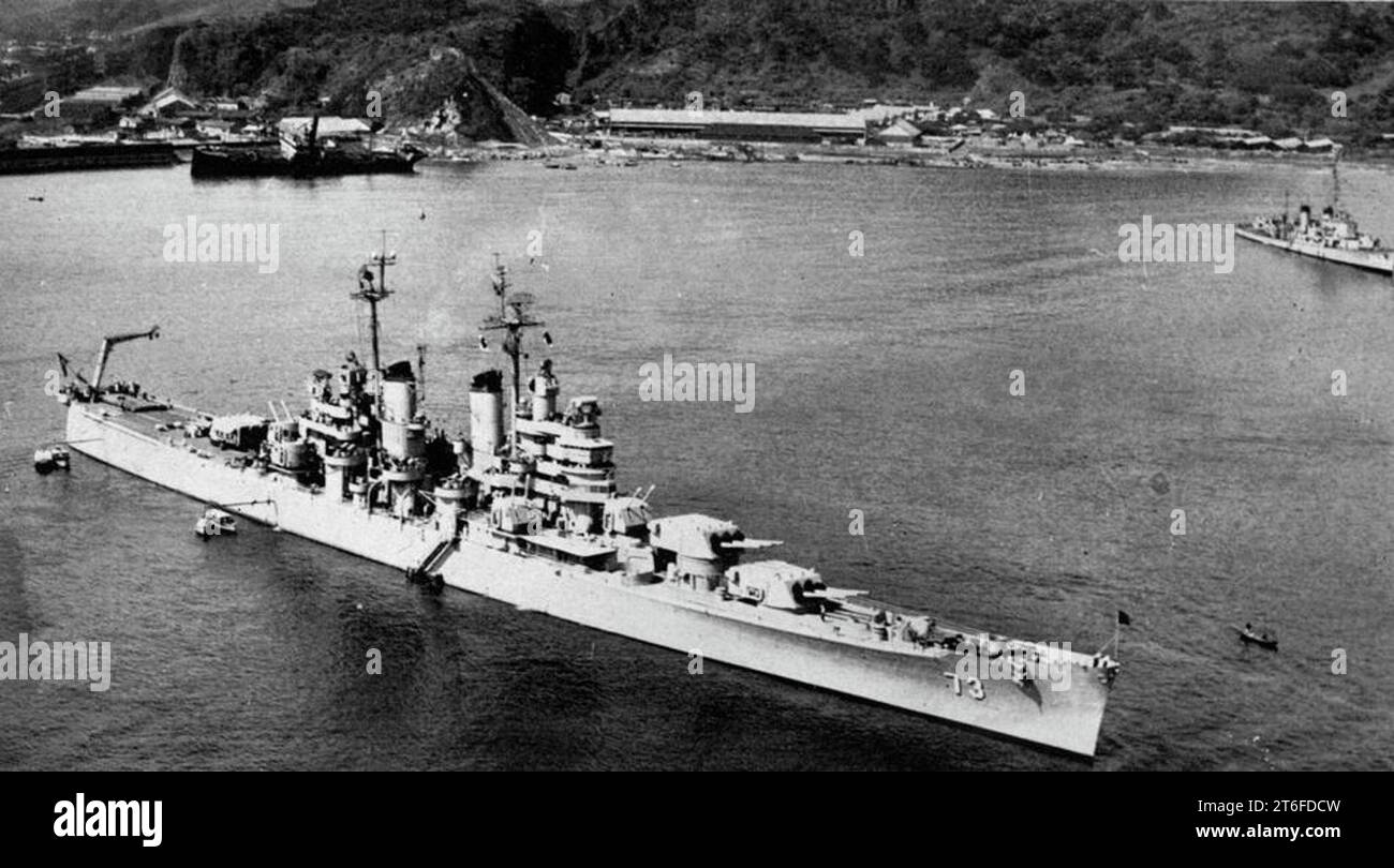USS Saint Paul (CA-73) at anchor off Keelung, Taiwan, in 1950 Stock ...