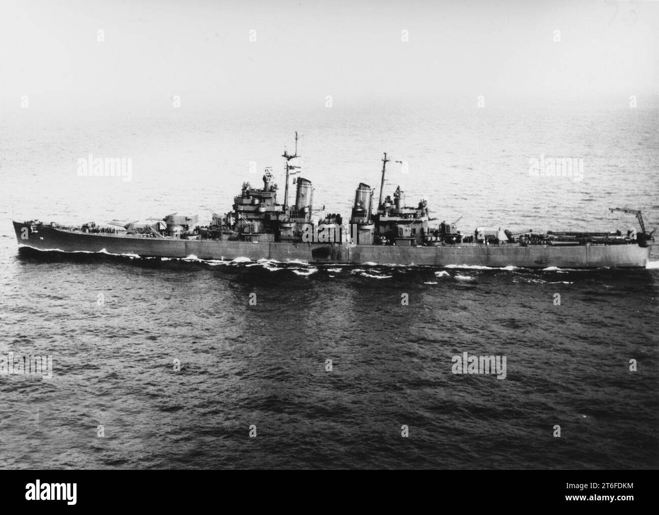 USS Saint Paul (CA-73) underway in Massachusetts Bay on 15 March 1945 ...