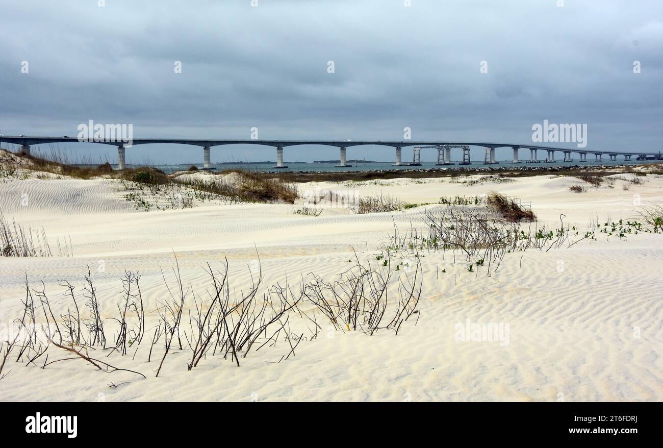 the picturesque marc basnight bridge across the oregon inlet in the ...