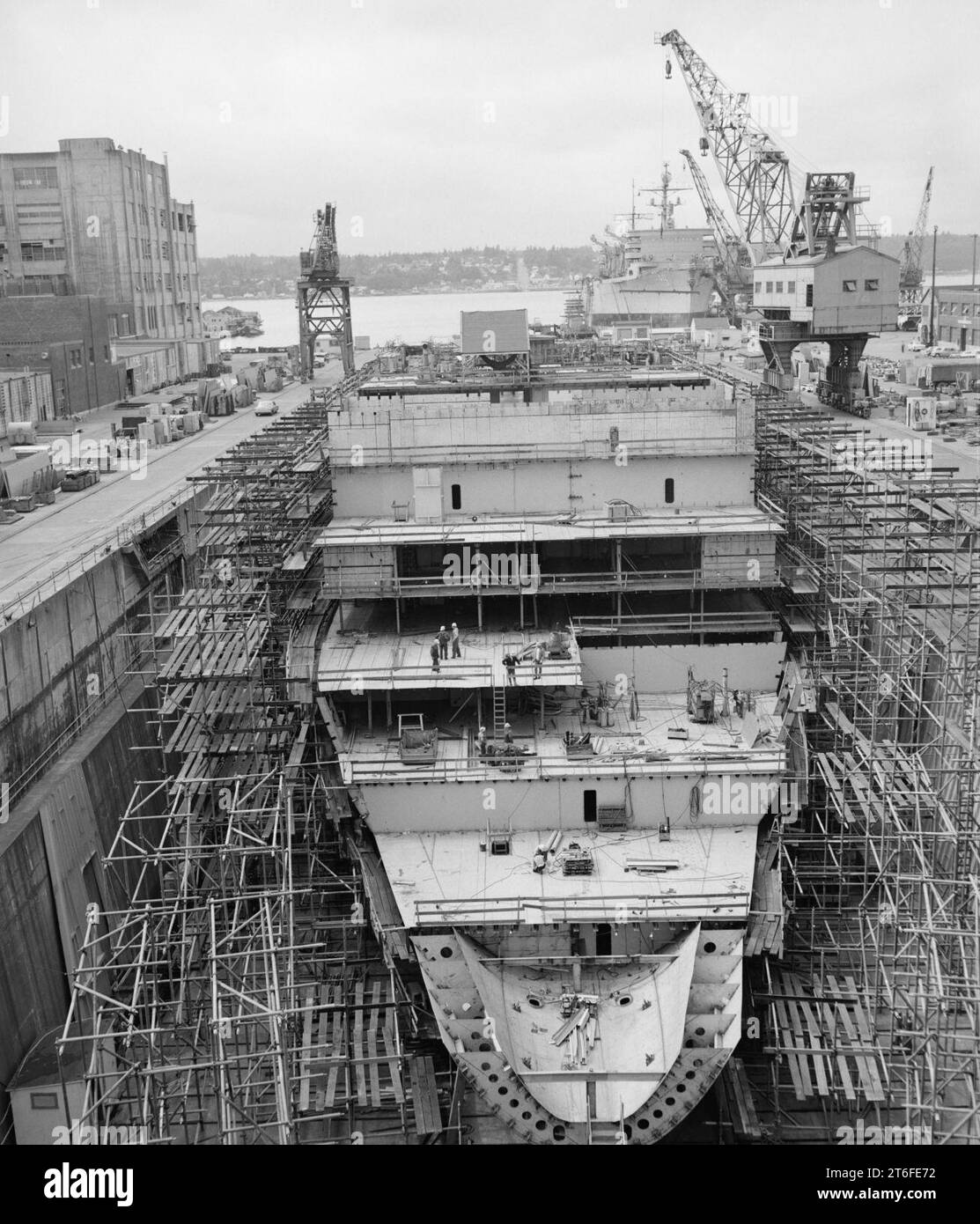 USS Samuel Gompers (AD-37) under construction at the Puget Sound Naval ...