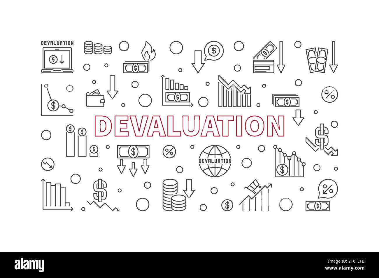Devaluation horizontal banner - Currency Depreciation concept vector ...
