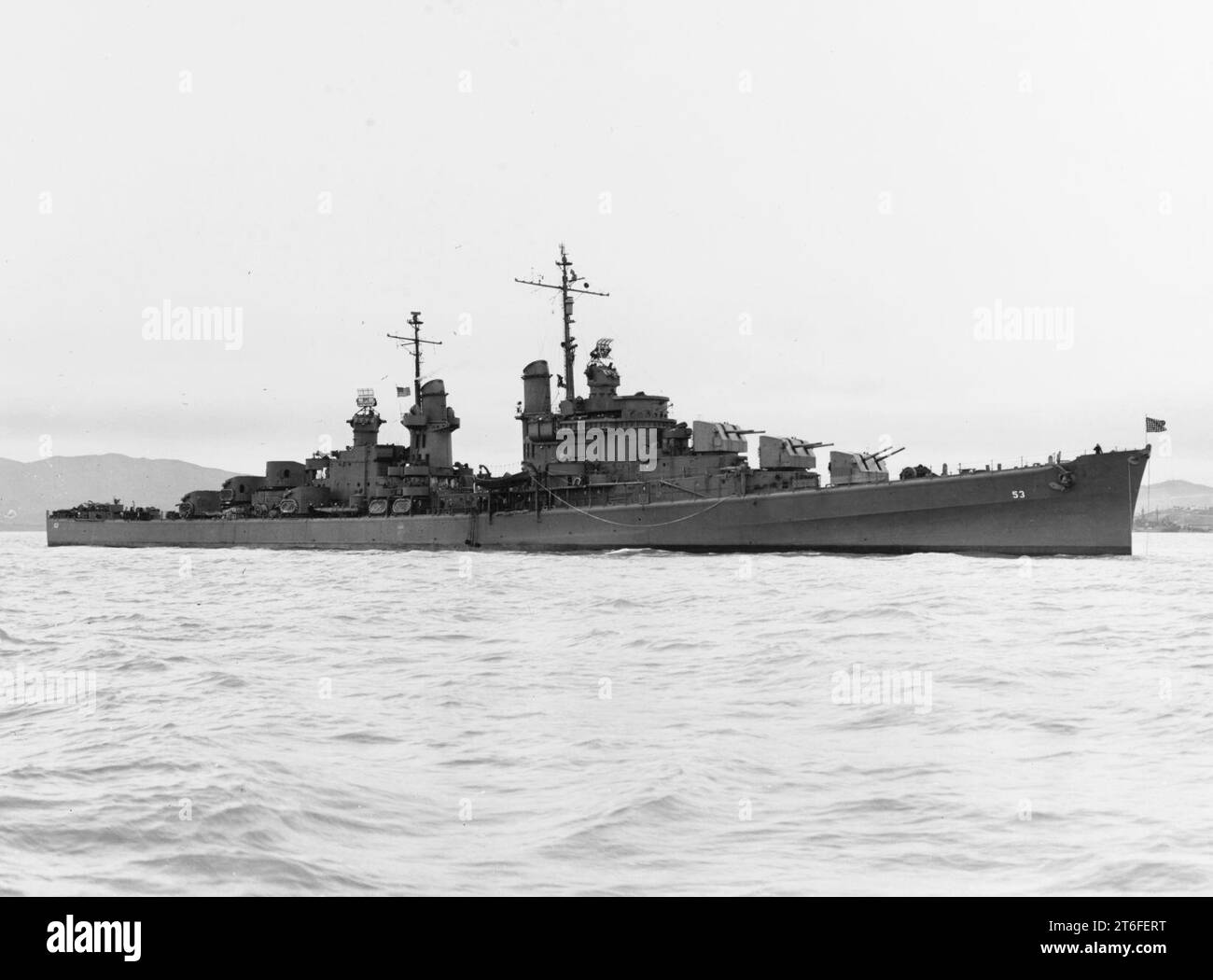 USS San Diego (CL-53) off San Francisco on 1 January 1944 Stock Photo ...