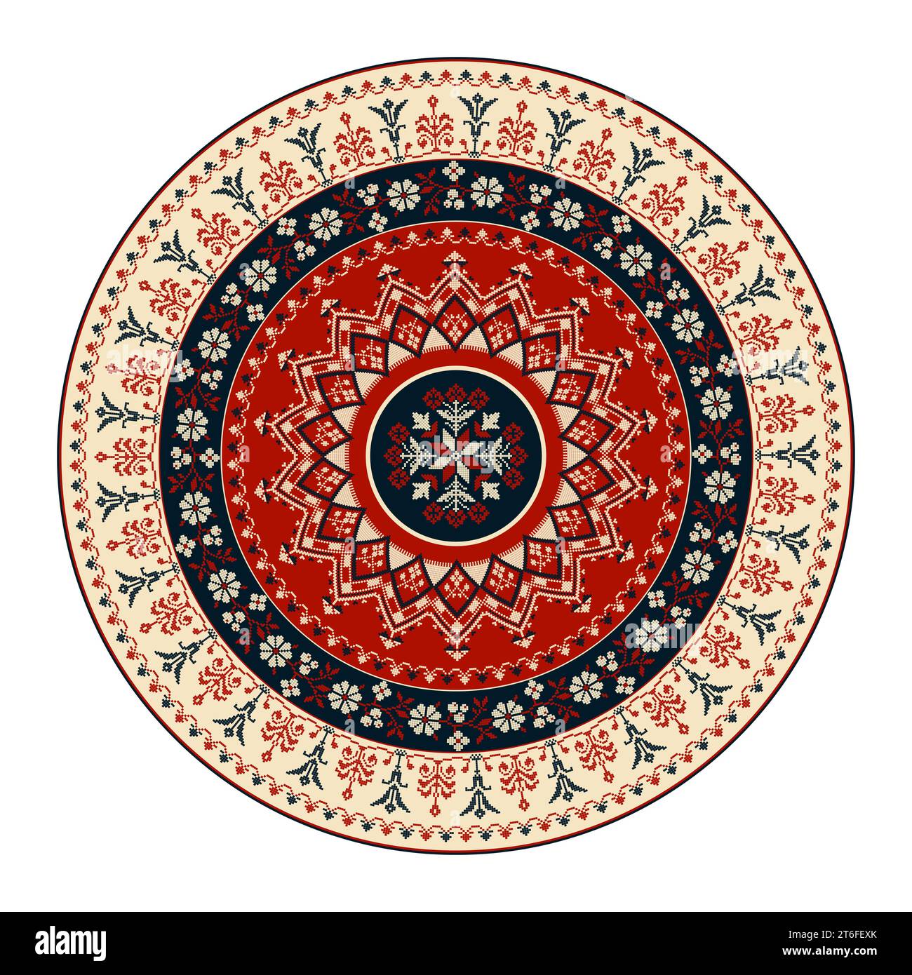 Traditional Polish embroidery round symbol, vector template. Isolated ...