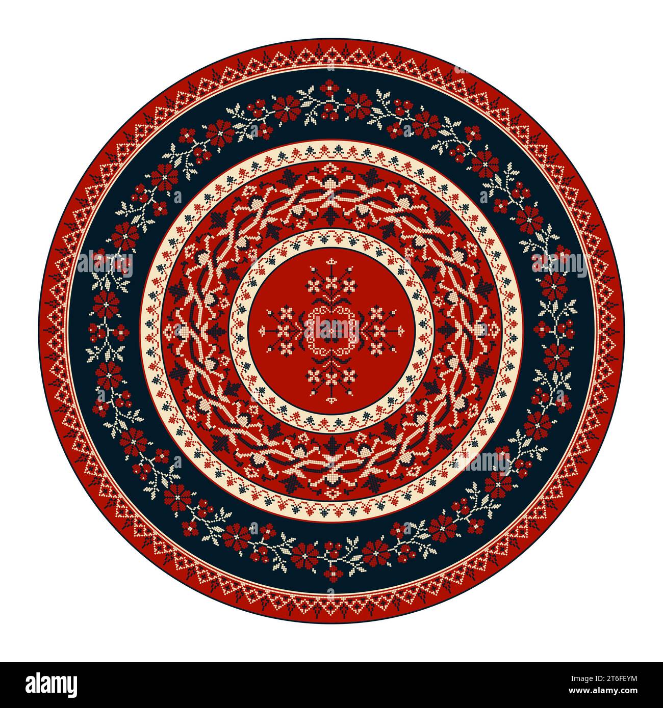 Traditional Polish embroidery round symbol, vector template. Isolated ...