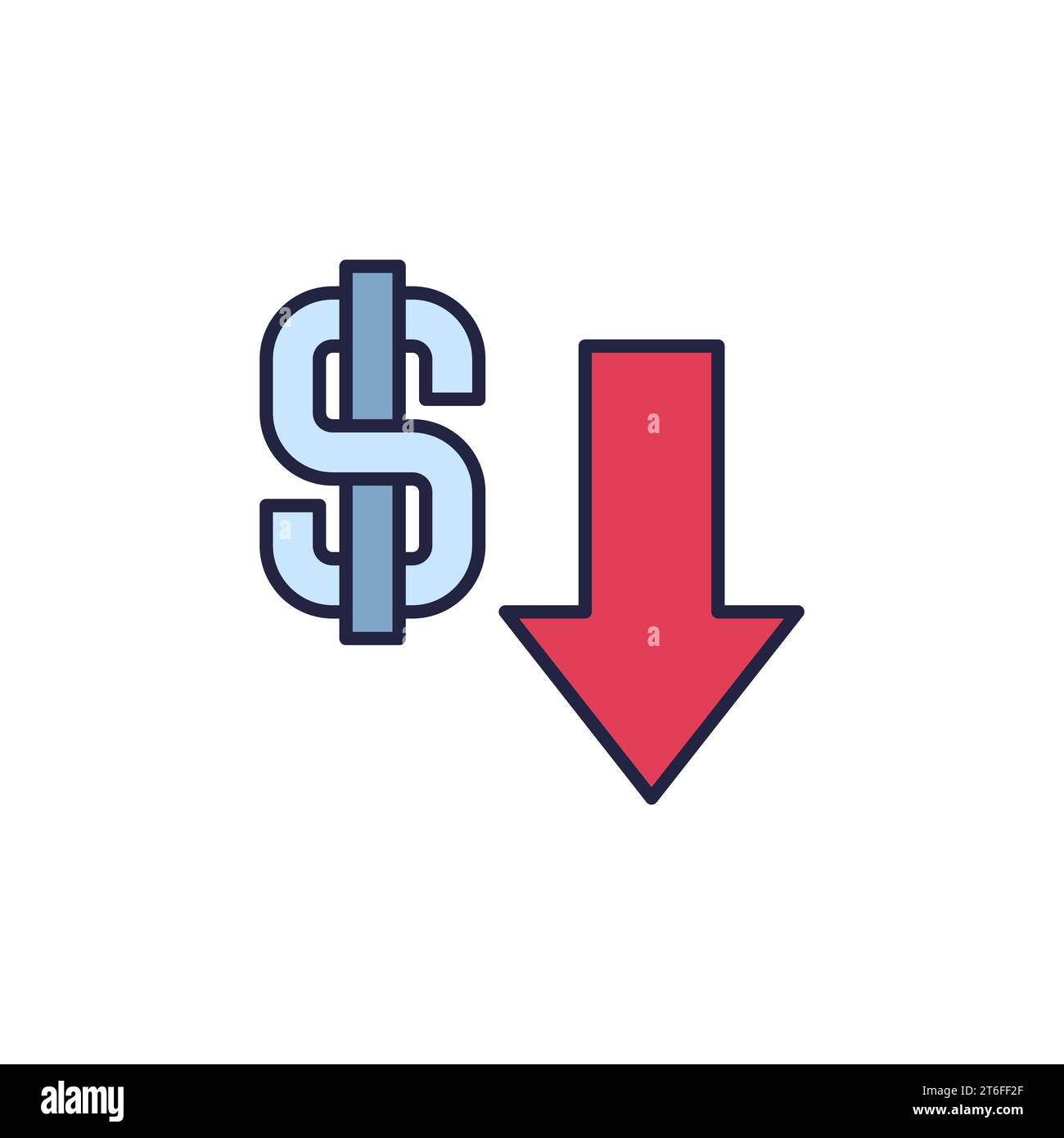 Dollar Sign and Devaluation Arrow vector Currency Value Lowering ...