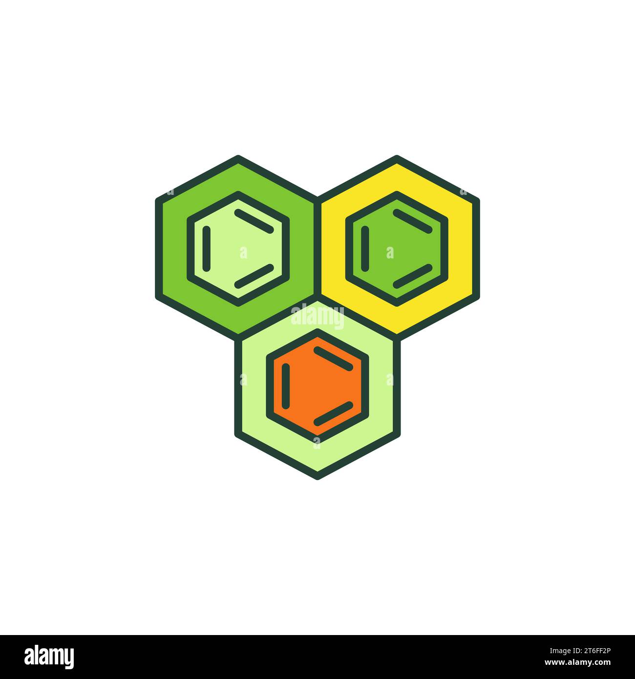 Hexagonal Chemical Formula vector Chemistry concept colored icon or ...