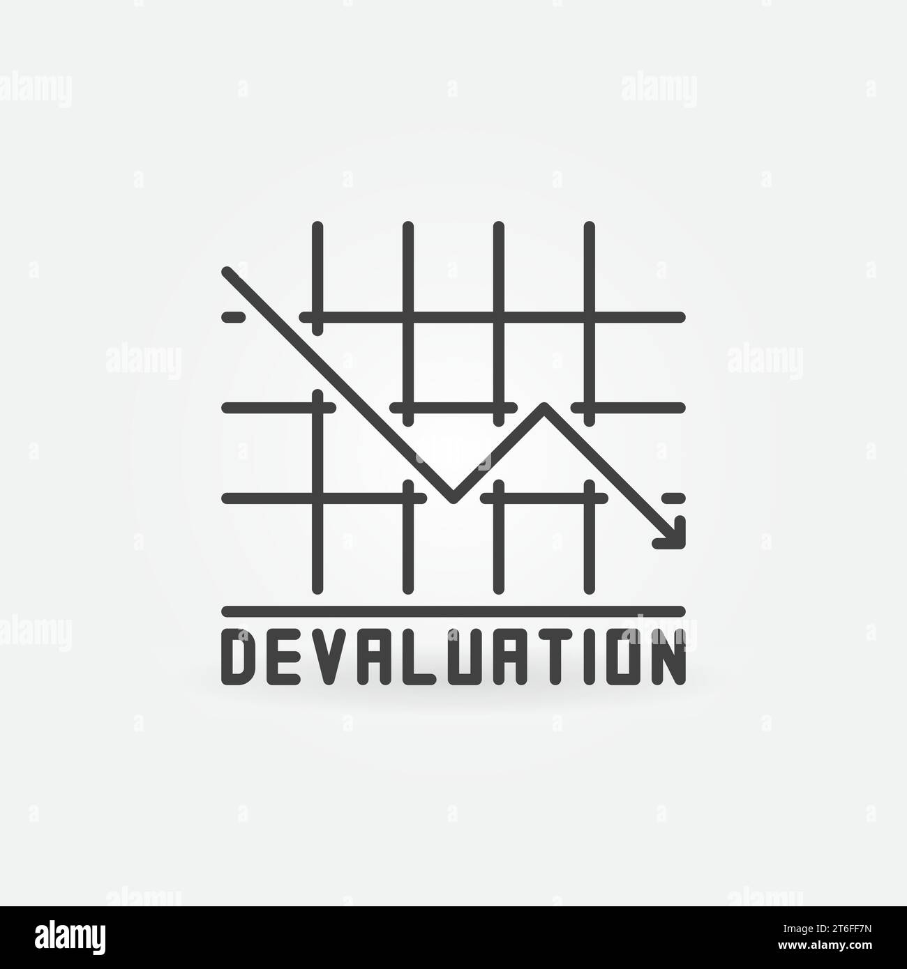 Financial Crisis And Devaluation Vector Currency Value Lowering Concept Linear Icon Or Symbol