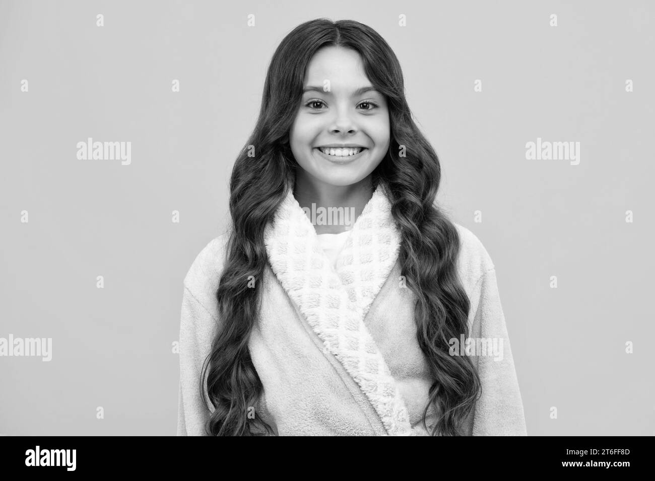 Cute preteen girl head shot. Child portrait on isolated background ...