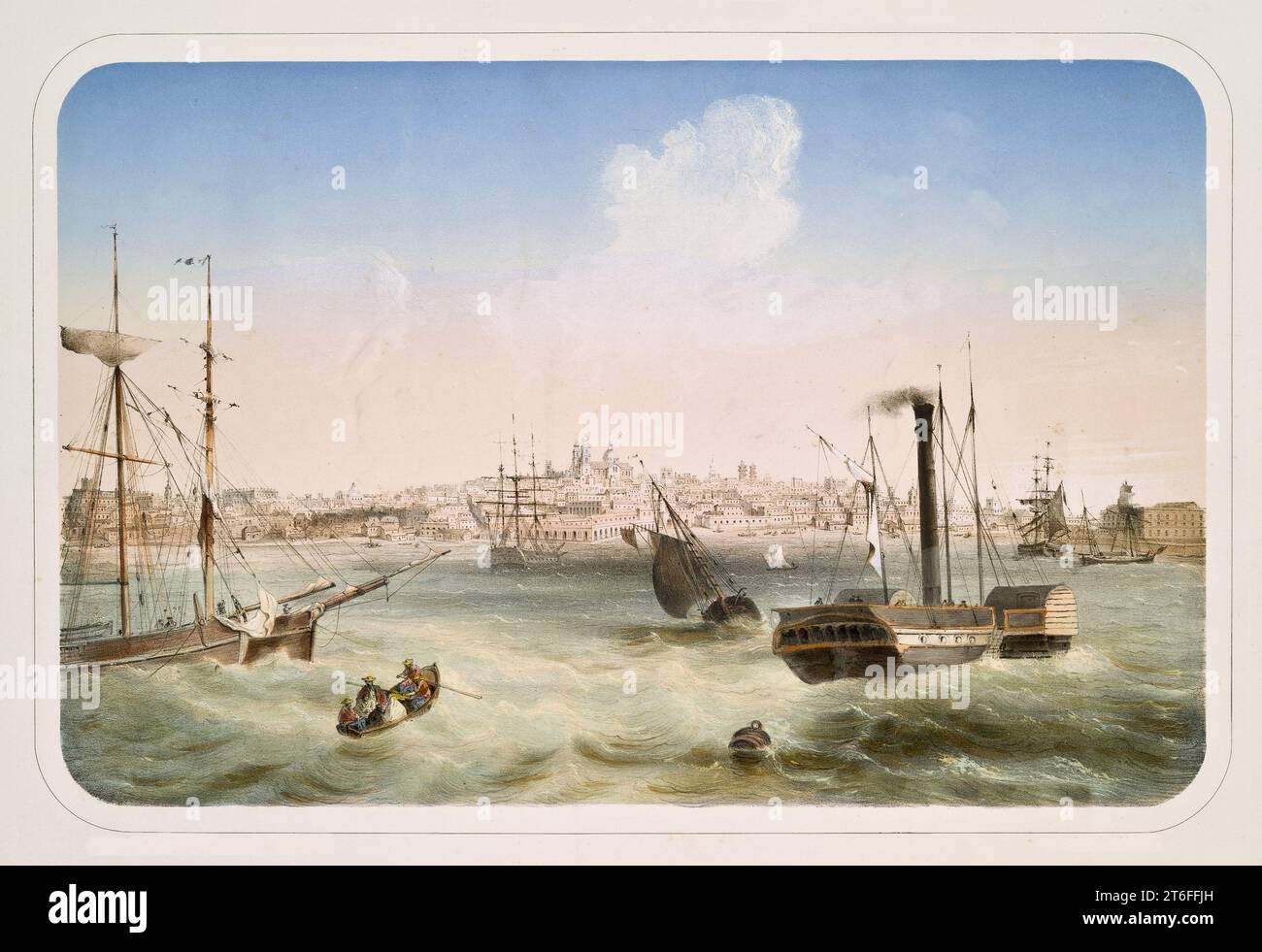 Old view of Montevideo from the sea, Urugyay. By Berthet, publ. in ...
